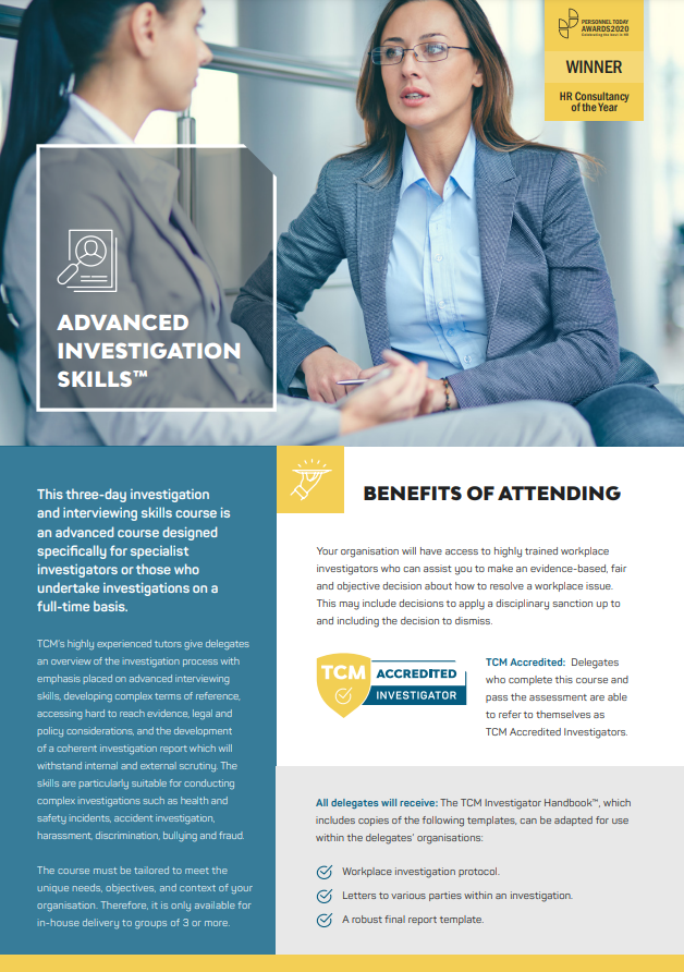 Investigation skills training | Resolution Framework